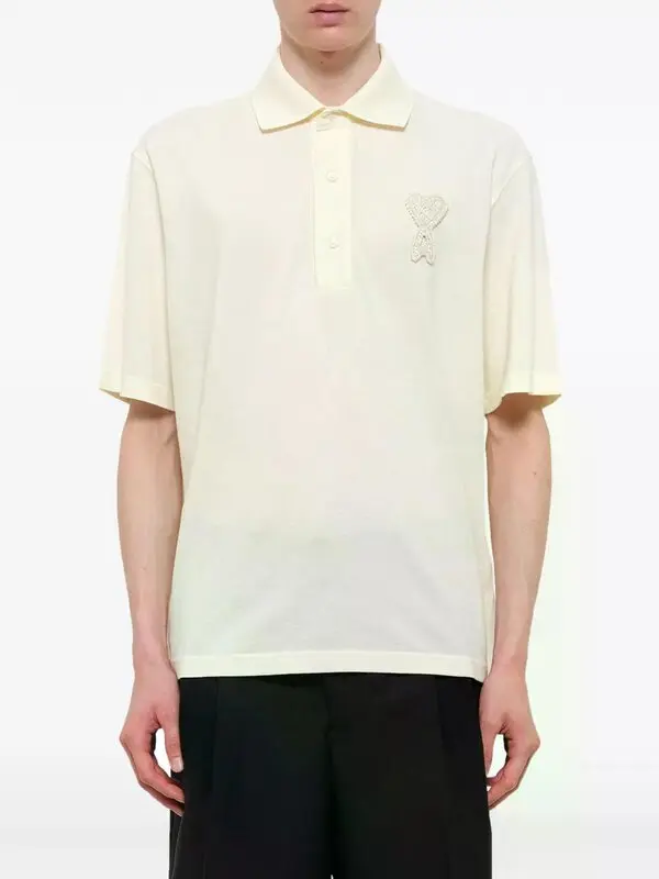 AMI Paris De Coeur Embroidered Polo Shirt