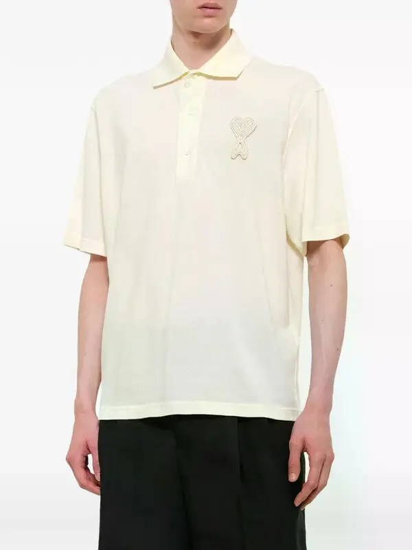 AMI Paris De Coeur Embroidered Polo Shirt