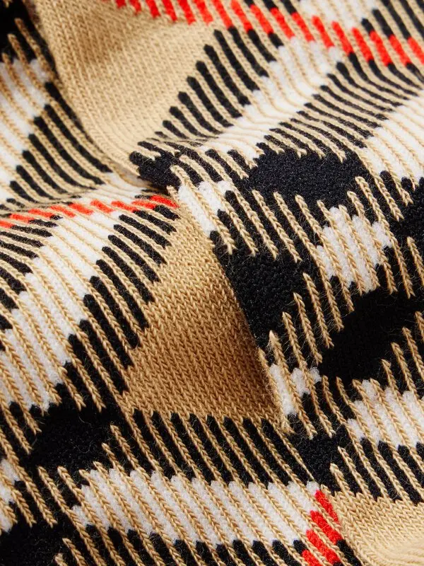 Burberry Checked Cotton-blend Socks - Neutrals