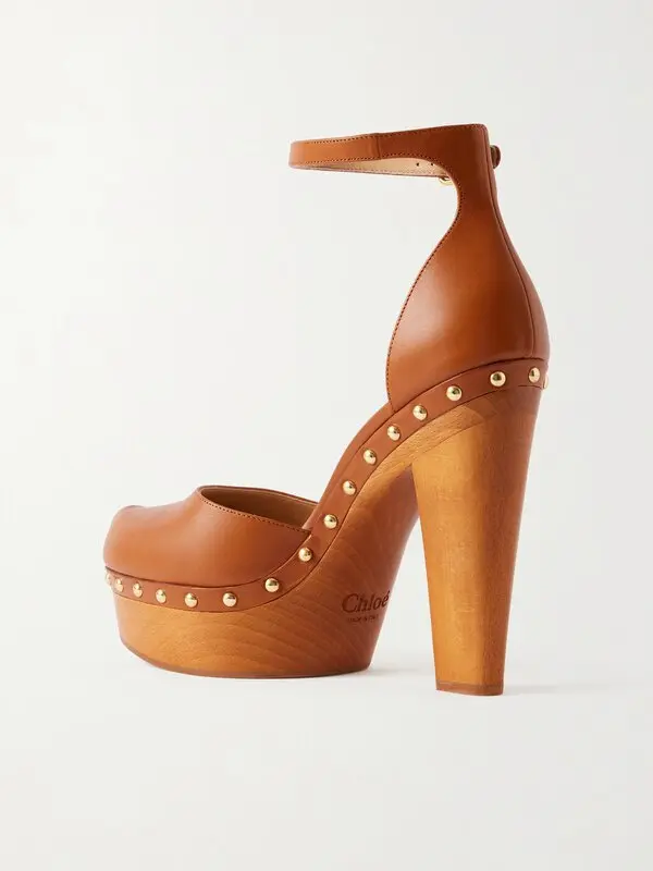Chloé Lola Studded Leather Platform Pumps