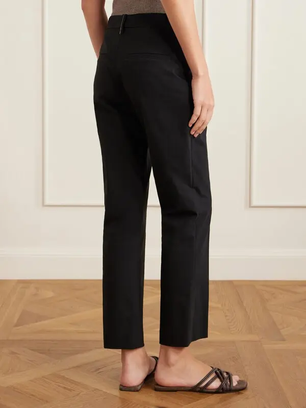 Brunello Cucinelli Pleated Stretch-cotton Twill Tapered Ankle Length Trousers