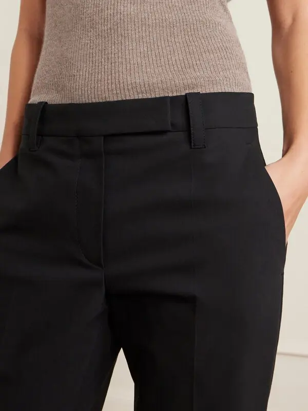 Brunello Cucinelli Pleated Stretch-cotton Twill Tapered Ankle Length Trousers