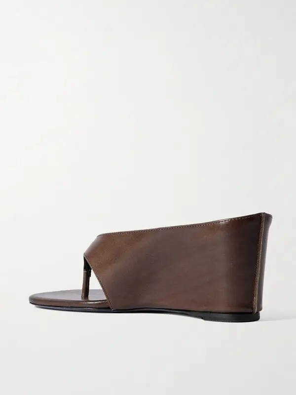 JUDE Yaga Leather Wedge Sandals - Brown
