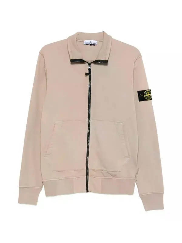 Stone Island Zip-up Sweater With Logo Patch