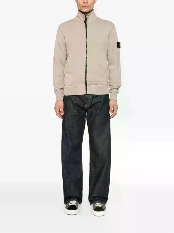 Stone Island Zip-up Sweater With Logo Patch