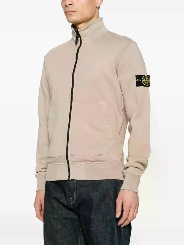 Stone Island Zip-up Sweater With Logo Patch