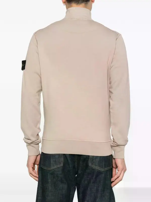 Stone Island Zip-up Sweater With Logo Patch