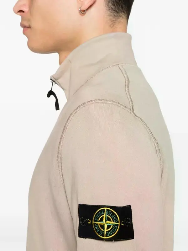 Stone Island Zip-up Sweater With Logo Patch
