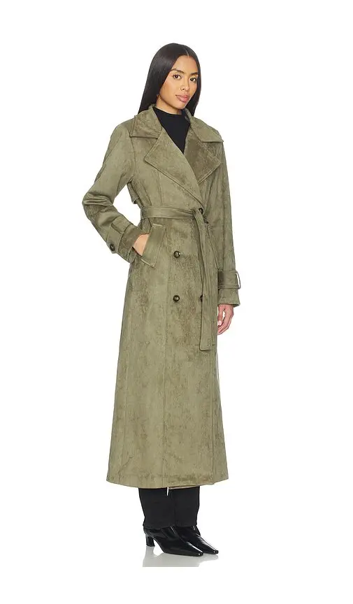 SNDYS. Faux Suede Trench Coat