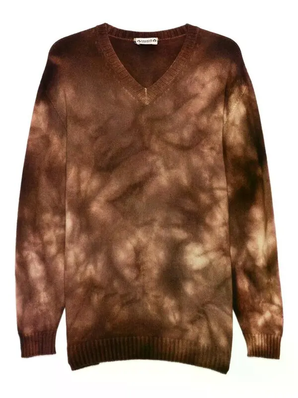 A.N.G.E.L.O. VINTAGE CULT Tie-dye V-neck Sweater - Brown