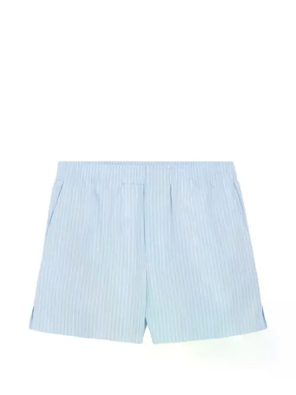 AMI Paris Cotton Poplin Striped Shorts - Blue
