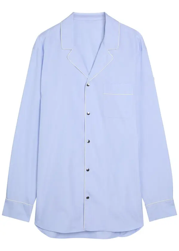 Moncler Logo-appliquéd Cotton Shirt - Blue