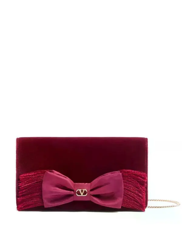 Valentino Garavani Vlogo Signature Velvet Mini Shoulder Bag - Red