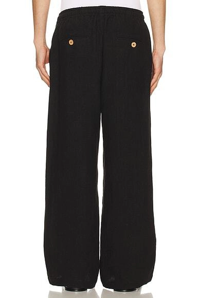 Commas Wide Leg Linen Trousers - Black