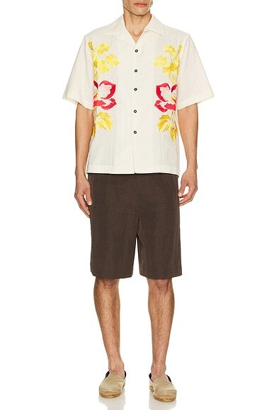 Commas Embroidered Peonies Bowling Shirt