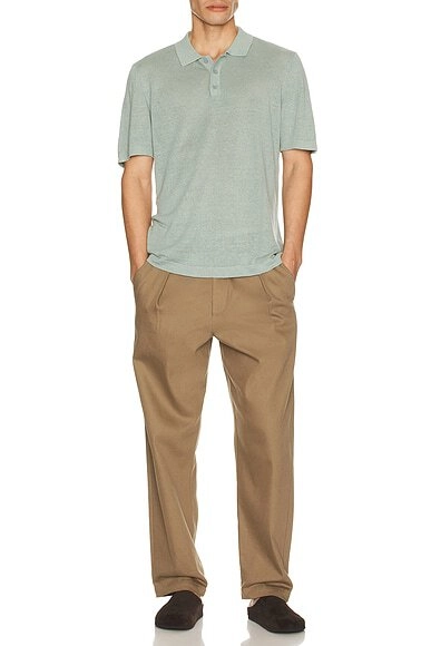 Onia Linen Sweater Polo - Washed Olive