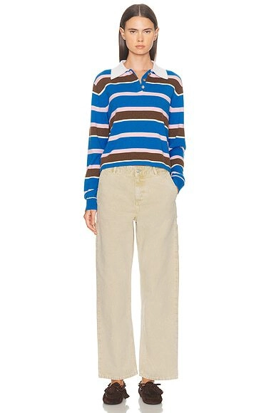 Guest In Residence Cashmere Striped Rugby Polo Top