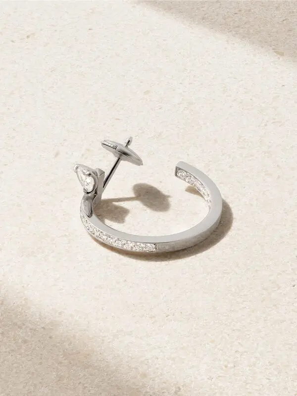 REPOSSI Serti Sur Vide 18-karat White Gold Diamond Single Hoop Earring - Silver