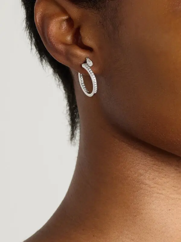 REPOSSI 18-karat White Gold Diamond Single Hoop Earring