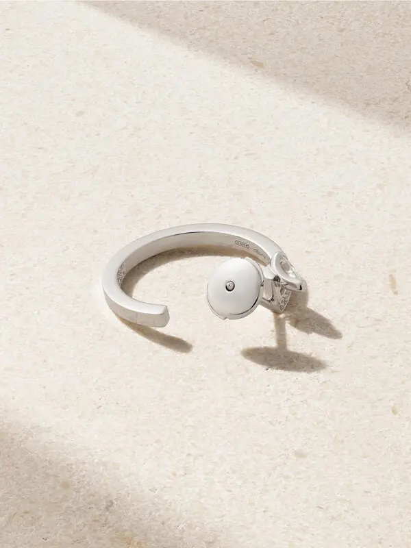 REPOSSI 18-karat White Gold Diamond Single Hoop Earring