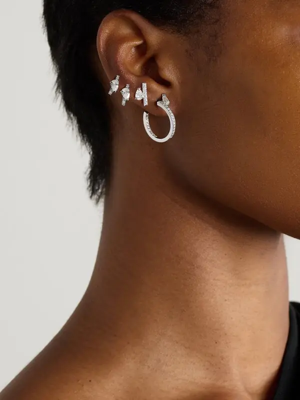 REPOSSI 18-karat White Gold Diamond Single Hoop Earring