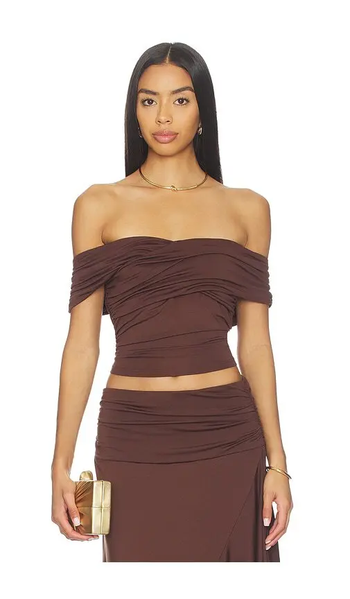 NIA Magnolia Off-the-shoulder Top - Chocolate