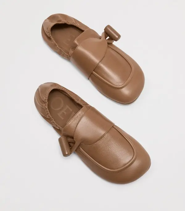 Loewe Leather Toggle Loafers - Brown