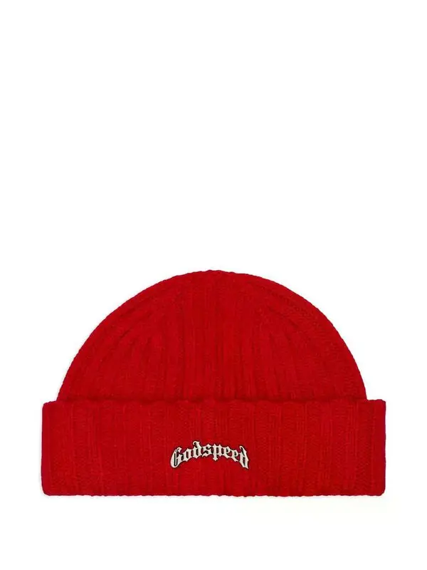 GODSPEED Ribbed Knit Logo Beanie - Red