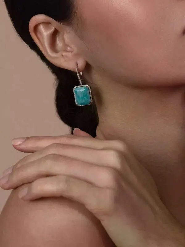 Shay 18kt White Gold Diamond And Amazonite Earrings