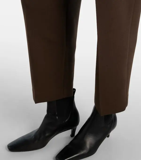 TOTEME Pleated Cropped Straight Trousers
