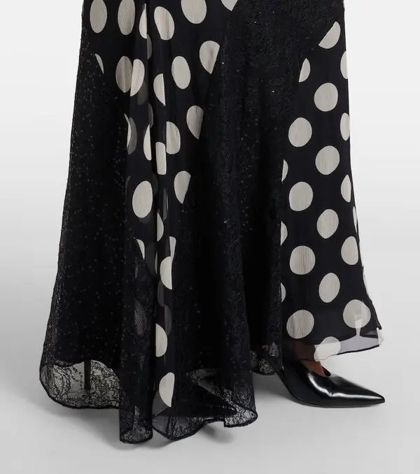Nina Ricci Polka Dot Silk Maxi Dress