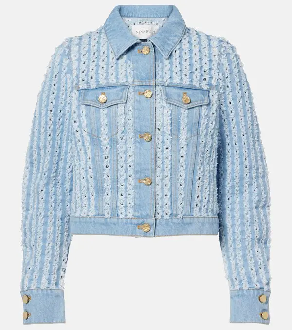 Nina Ricci Striped Denim Jacket - Blue