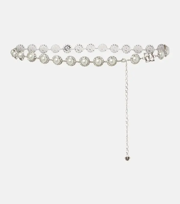 Magda Butrym Crystal And Faux Pearl Embellished Belt - Silver
