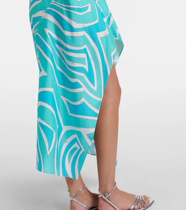 Emilio Pucci Labirinto Silk Twill Midi Dress