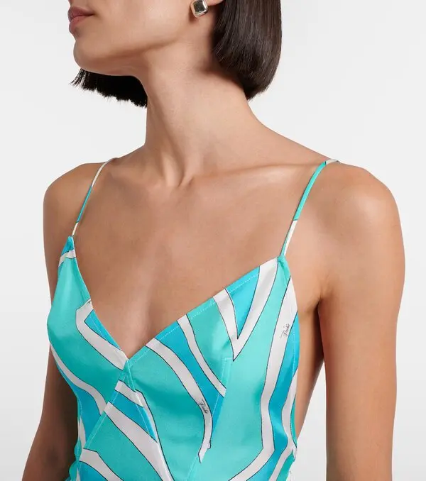 Emilio Pucci Labirinto Silk Twill Midi Dress