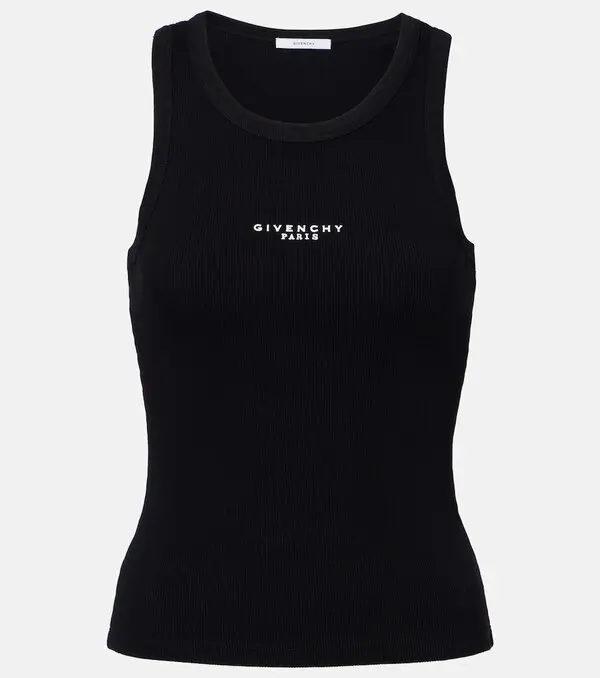 Givenchy Paris Logo Cotton Tank Top - Black