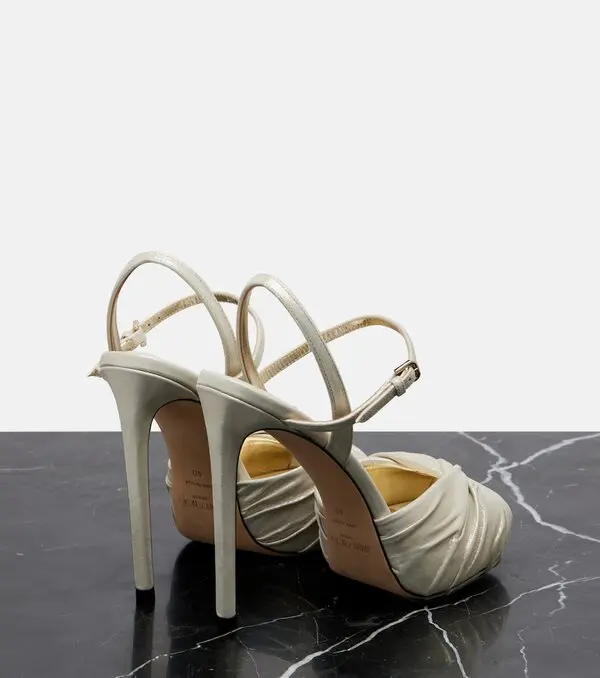 JIMMY CHOO Elly 120 Suede Platform Sandals - Gold