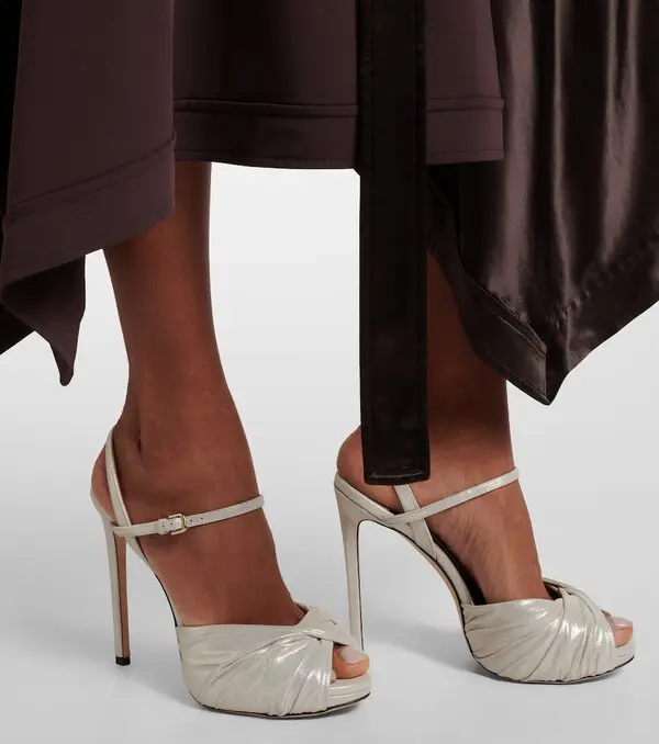 JIMMY CHOO Elly 120 Suede Platform Sandals - Gold