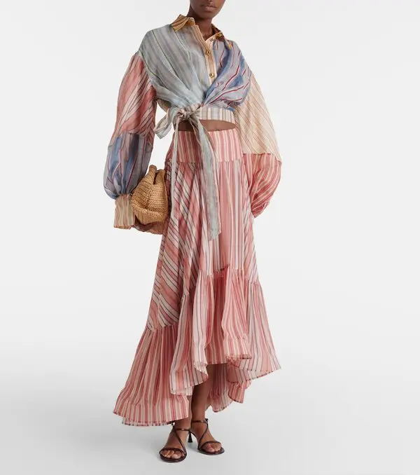 Zimmermann Rebellion Striped Midi Skirt