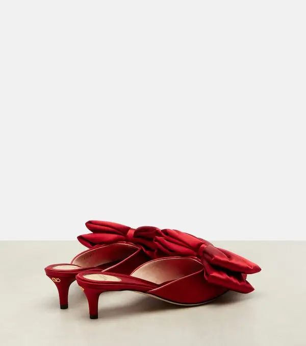 Valentino Garavani Yolande 45 Satin Mules With Bow Detailing - Red