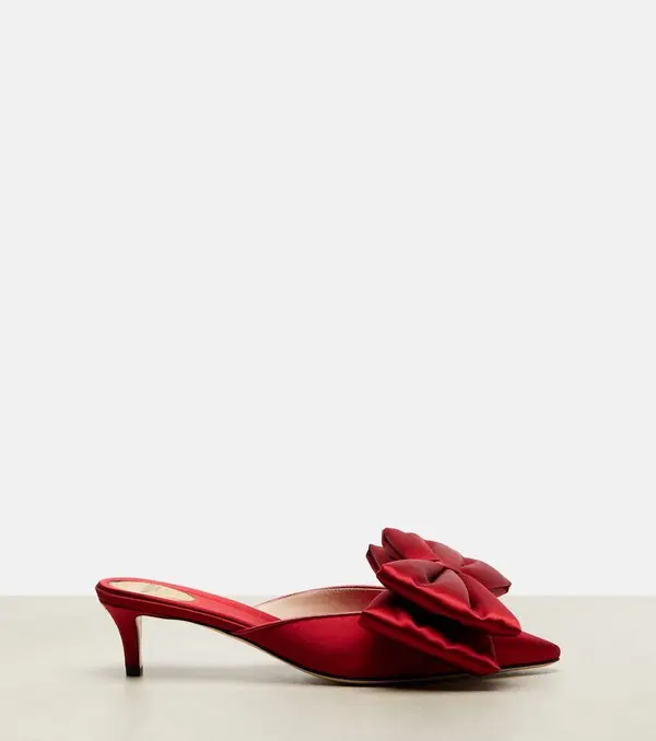 Valentino Garavani Yolande 45 Satin Mules With Bow Detailing - Red