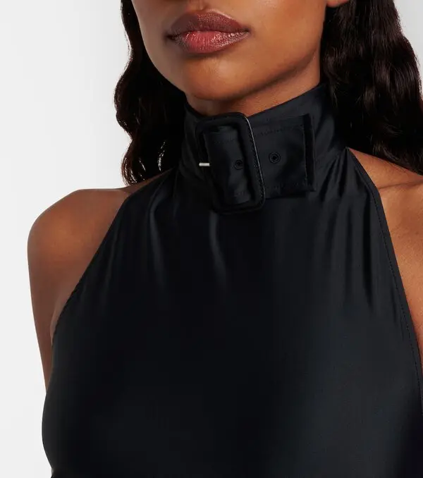 COURREGES Buckle-detail Crepe Bodysuit - Black