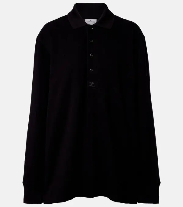 COURREGES Cotton Jersey Polo Sweater - Black