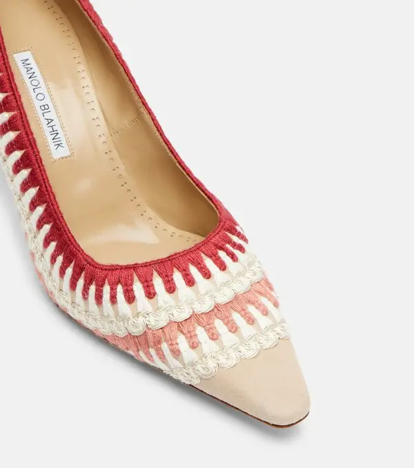 Manolo Blahnik Ombohi 70 Crochet Suede Pumps