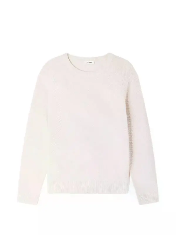 Sandro Seed-stitch Wool Crew Neck Sweater - Neutrals