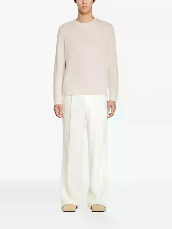 Sandro Seed-stitch Wool Crew Neck Sweater - Neutrals