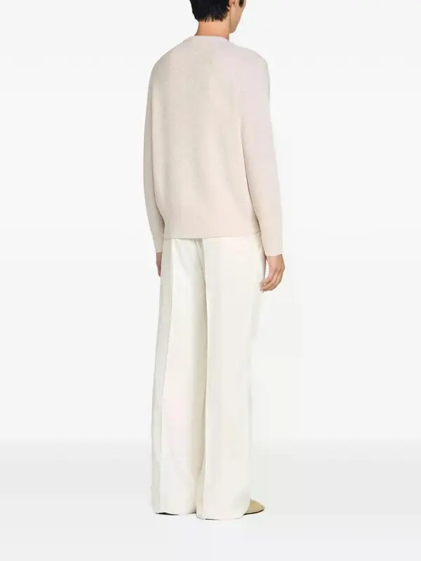 Sandro Seed-stitch Wool Crew Neck Sweater - Neutrals