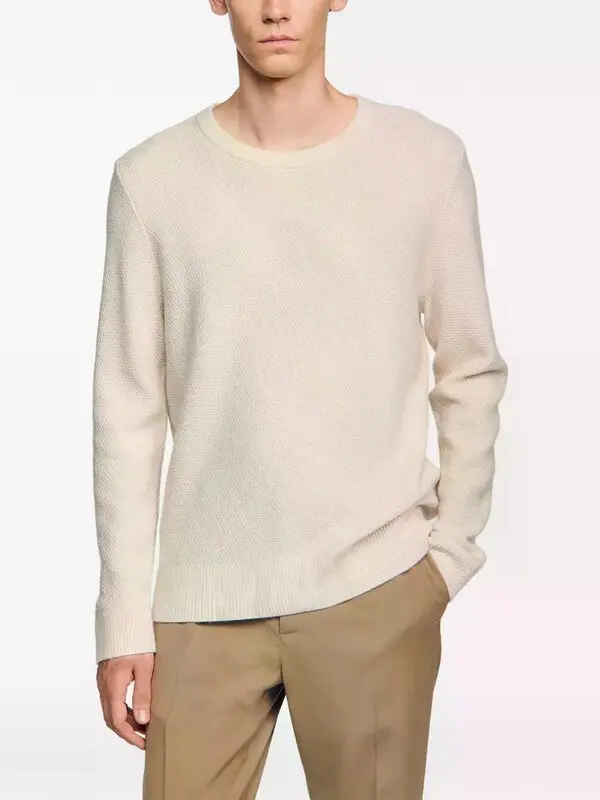 Sandro Seed-stitch Wool Crew Neck Sweater - Neutrals