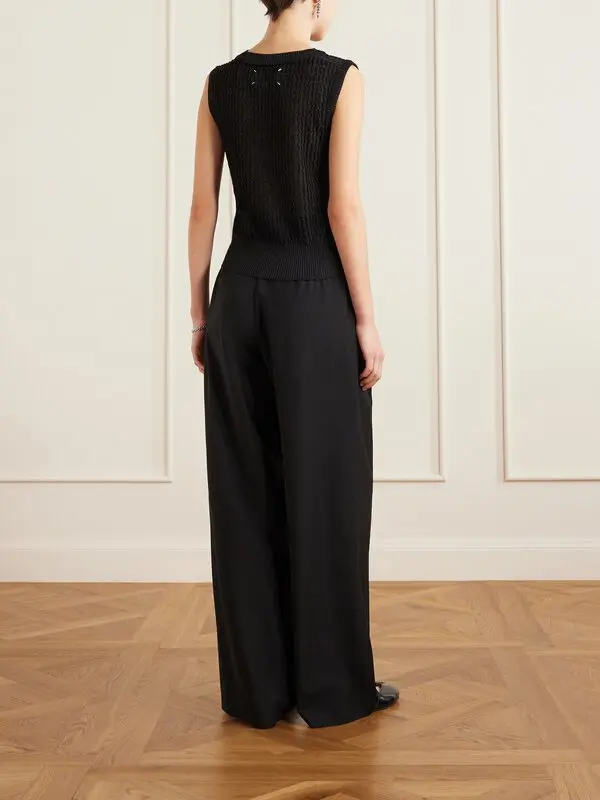 MAISON MARGIELA Ribbed Knit V-neck Tank - Black