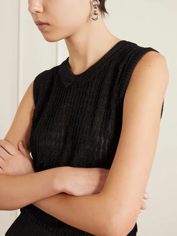 MAISON MARGIELA Ribbed Knit V-neck Tank - Black
